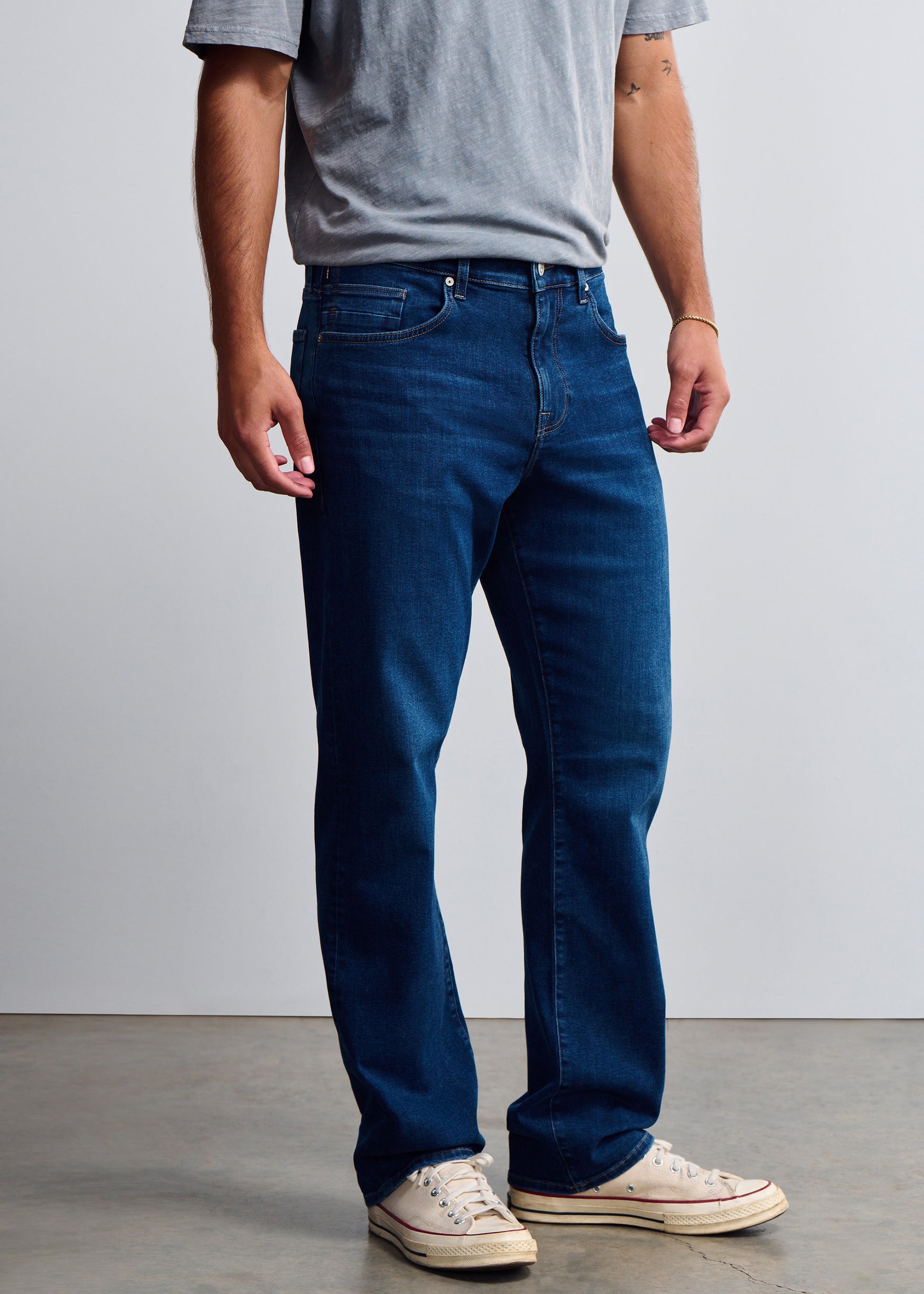 General Denim Works Roam Relaxed Straight Leg Jeans In Mid Denim