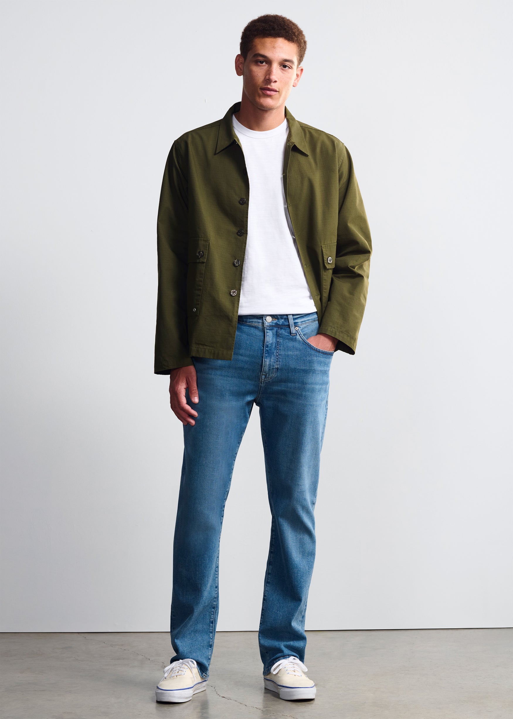 General Denim Works Roam Relaxed Straight Leg Jeans In Mid Denim